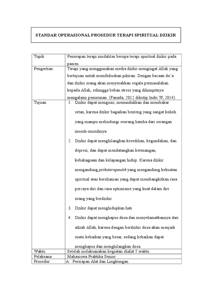 SOP Terapi Dzikir | PDF