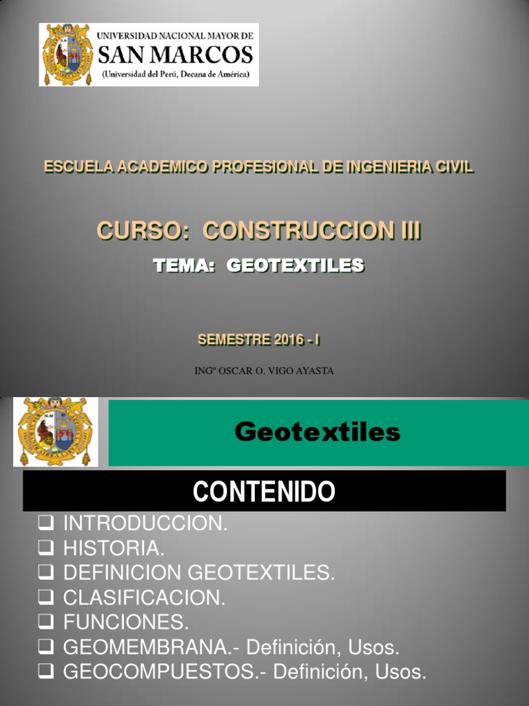 Geotextiles PDF | PDF | Fibra sintética | El hombre hace Materiales