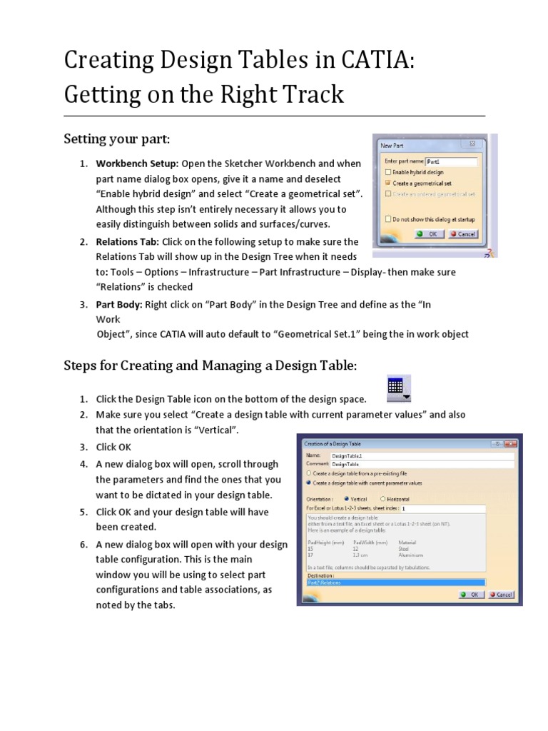 Catia Design Tables | PDF | Microsoft Excel | System Software