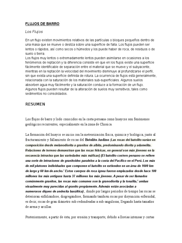Flujos de Barro | PDF | Deslizamiento de tierra | Valle