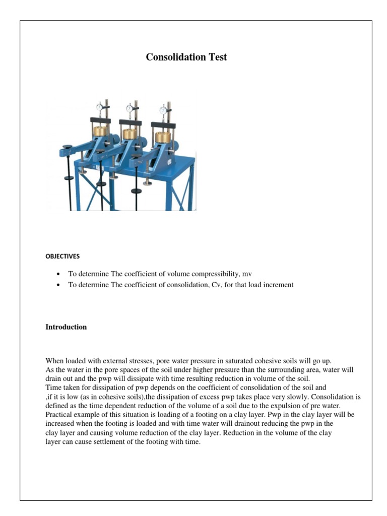 Consolidation Test of Soil (Complete Report) | PDF | Soil | Porosity