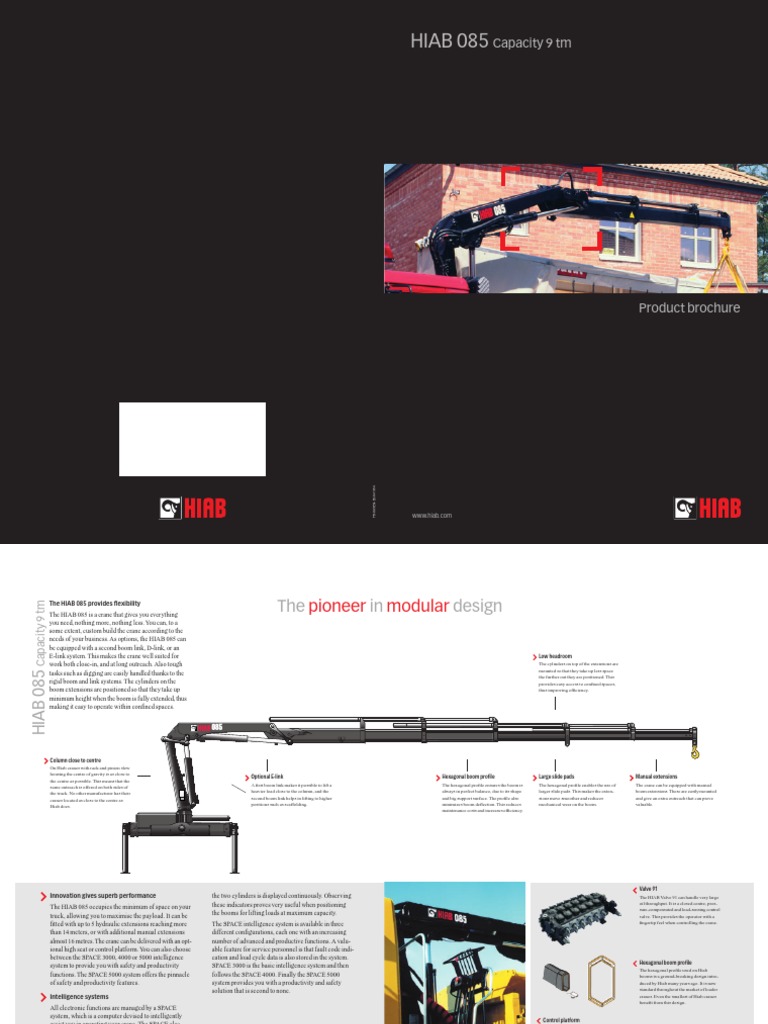 HIAB 085 Crane Specifications Overview | PDF | Crane (Machine) | Valve