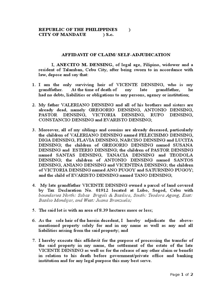 Affidavit of Claim | PDF