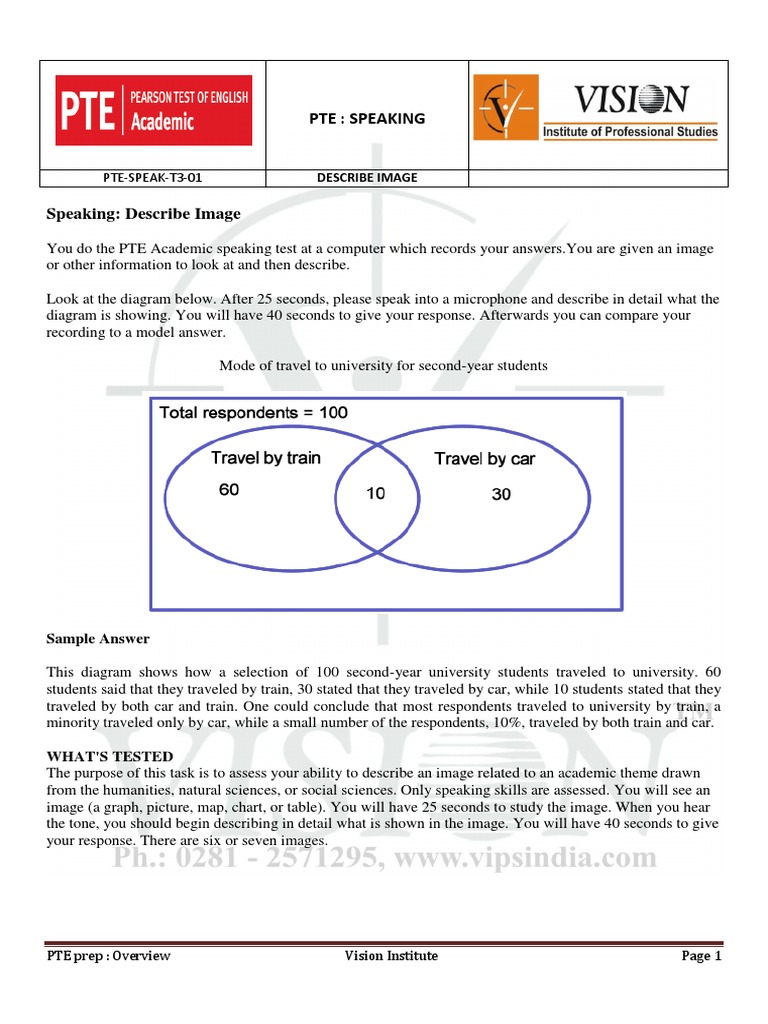 PTE Speaking Describe Image | PDF | Pie Chart | Phrase
