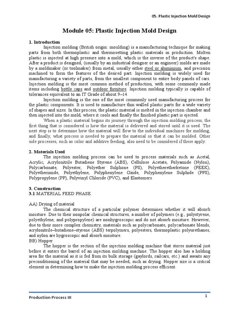 Injection Molding Notes | PDF | Plastic | Industries