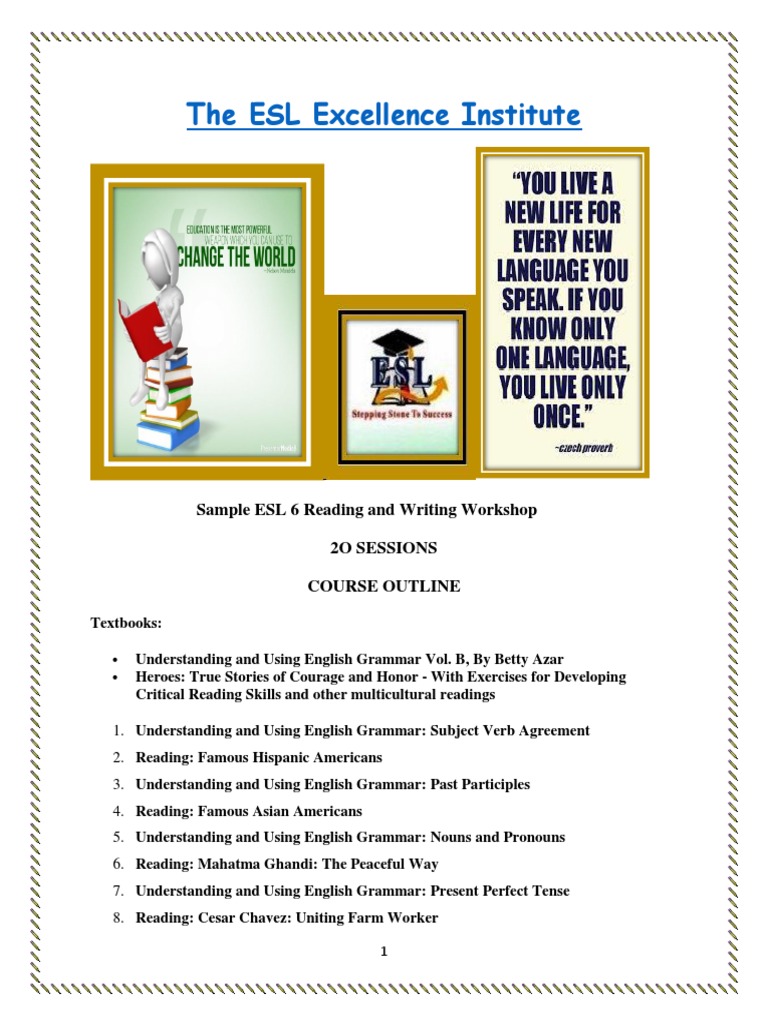 The ESL Excellence Institute Reading Writing Workshop Sample Course ...