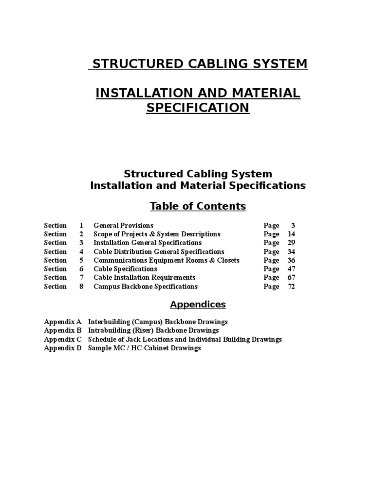 Structured Cabling Specifications | PDF | Specification (Technical ...