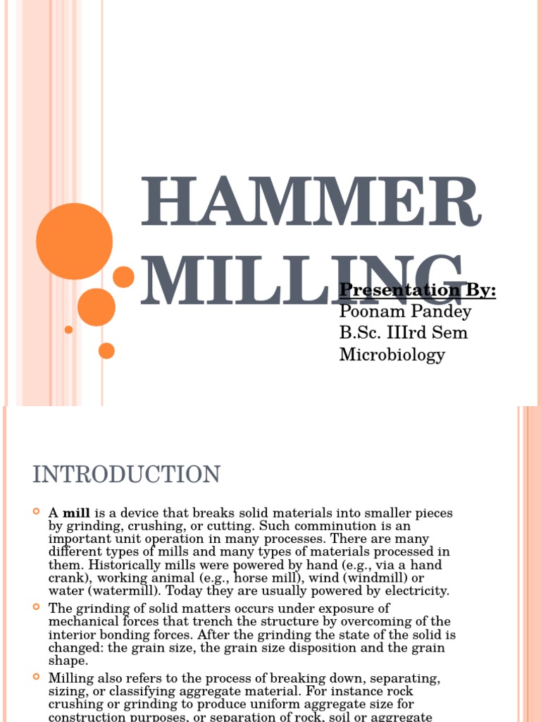 Hammer Milling | PDF | Mill (Grinding) | Industrial Processes