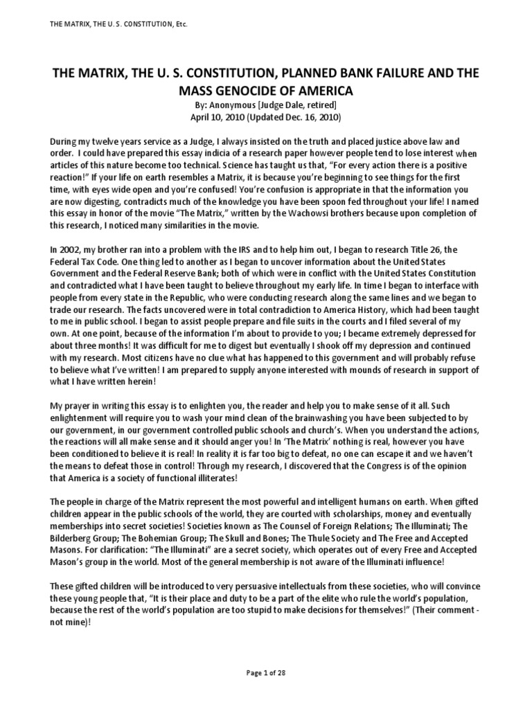 The Matrix and The US Constitution | PDF | Article Three Of The United ...