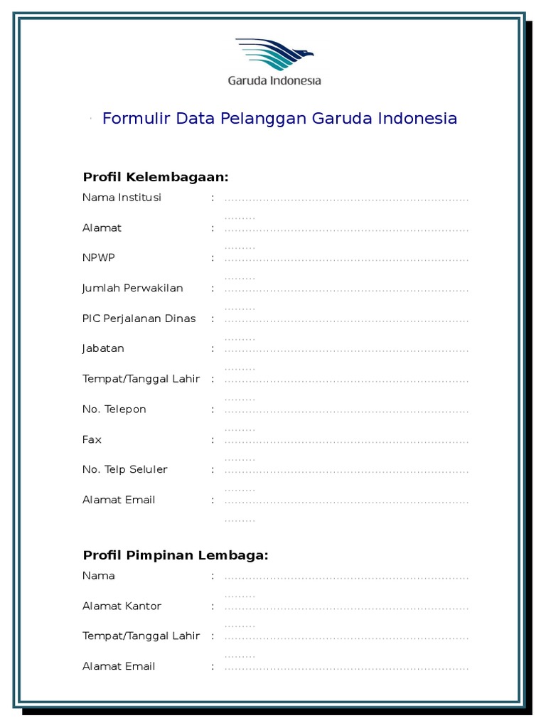 Formulir Data Pelanggan | PDF
