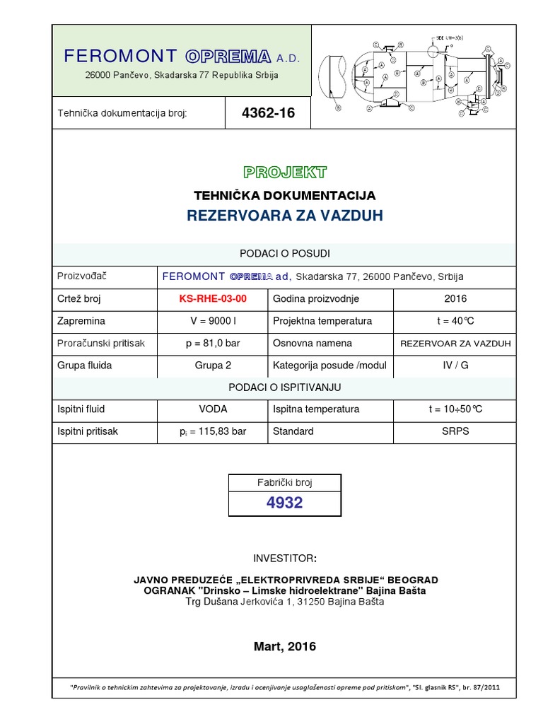 4362-16 Tehnicka Dokumentacija Rez 3 | PDF