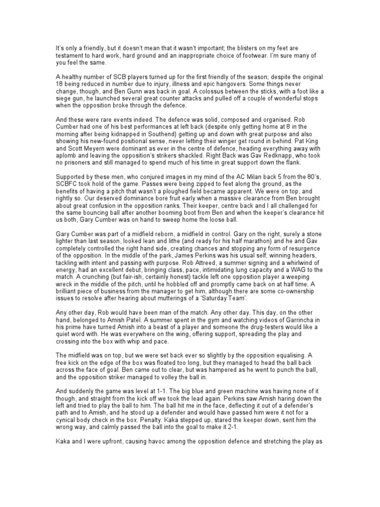 Eltham Town FC Home Friendly 22-8-09 | PDF | Defender (Association ...