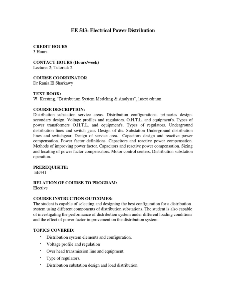 Ee 543 | PDF | Electrical Substation | Engineering
