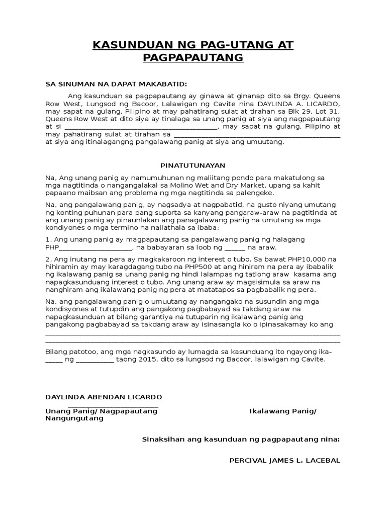 Kasunduan NG Pagpapautan1 | PDF