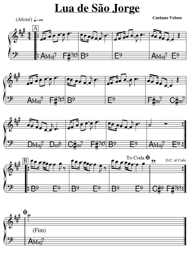 Caetano Veloso Lua de Sao Jorge - Partitura | PDF