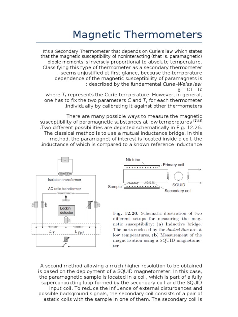 Magnetic Thermometers | PDF | Magnetism | Thermometer