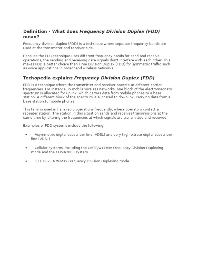 An In-Depth Look at Frequency Division Duplex (FDD) Technology ...