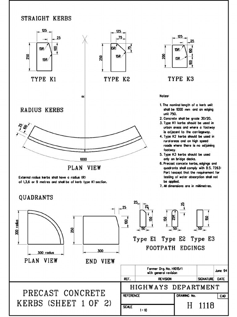 Standard Kerb Types and Dimensions | PDF | Home & Garden