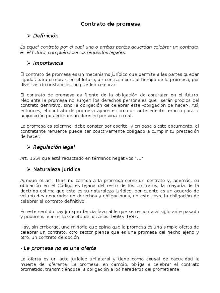Contrato de Promesa | Derecho civil (sistema legal) | Virtud