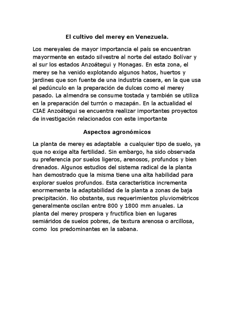 El Cultivo Del Merey en Venezuela Inscripción | PDF | Plantas ...