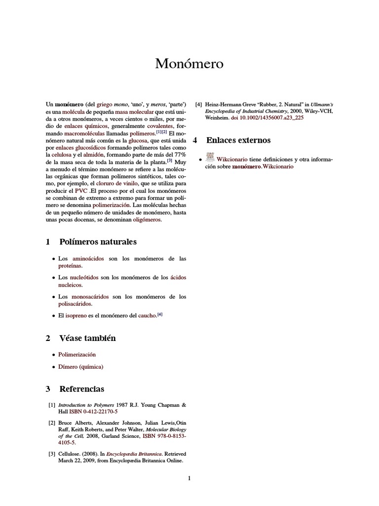 Monómero | PDF | Monómero | Polímeros