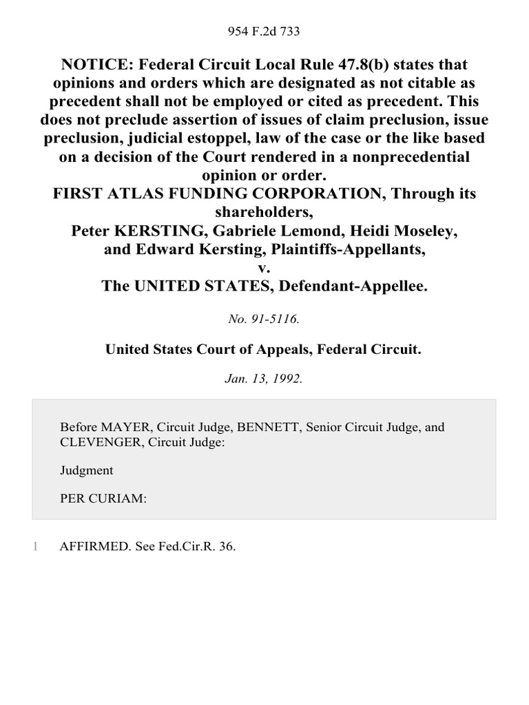 First Atlas Funding v. United States Appeal | PDF | Politics
