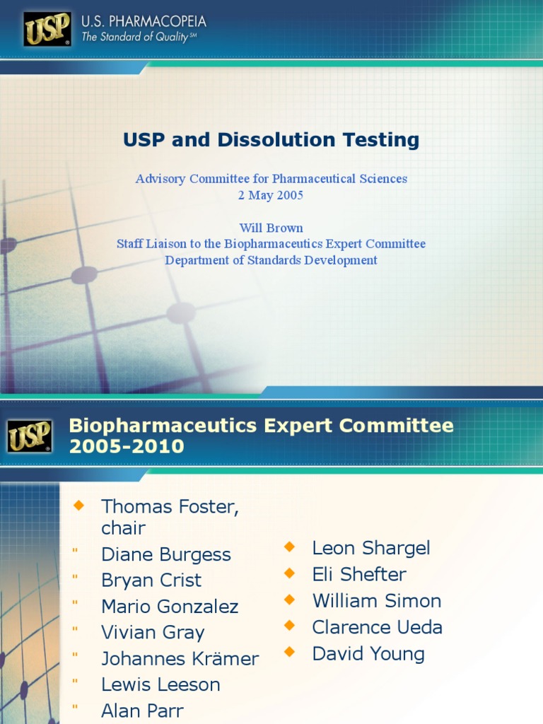 USP and Dissolution Testing: Overview of Performance Tests, Theoretical ...
