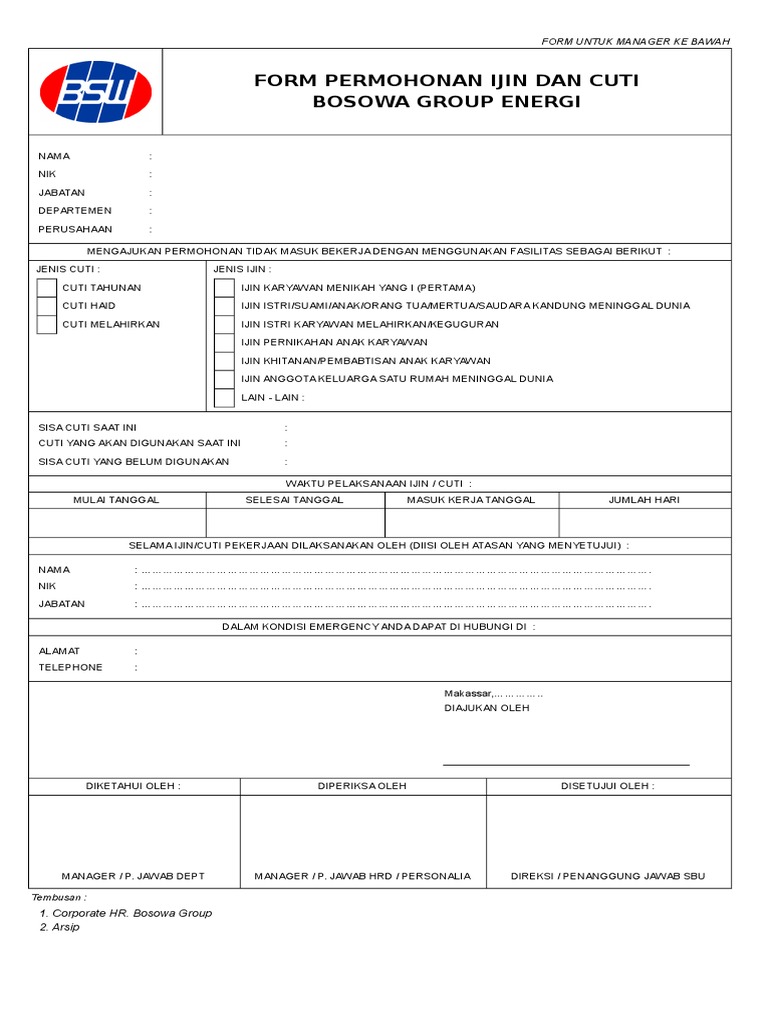 Form Cuti Karyawan | PDF | Karier & Perkembangan