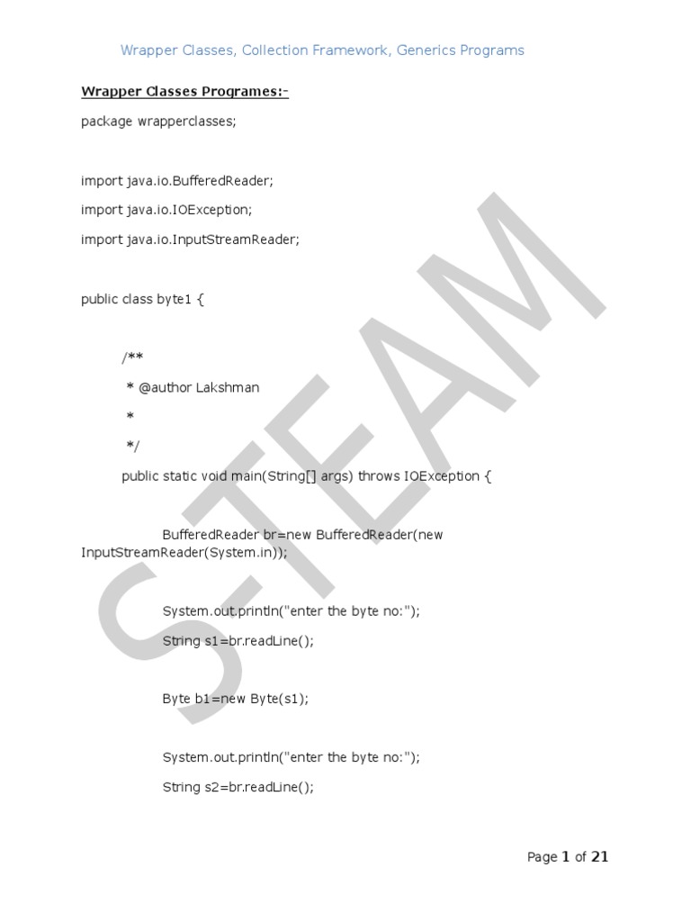 Java Wrapper Classes and Collections Guide | PDF | Integer (Computer ...
