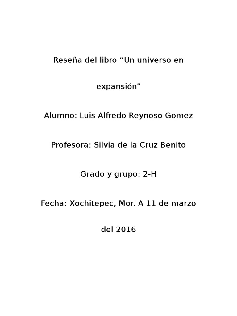 Reseña Del Libro Un Universo en Expanción | PDF | Galaxia | Estrellas