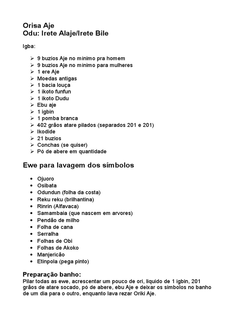 15 Igba Aje Saluga Ati Esu Awure Ti Aje | PDF | Alimentos | Religião e ...