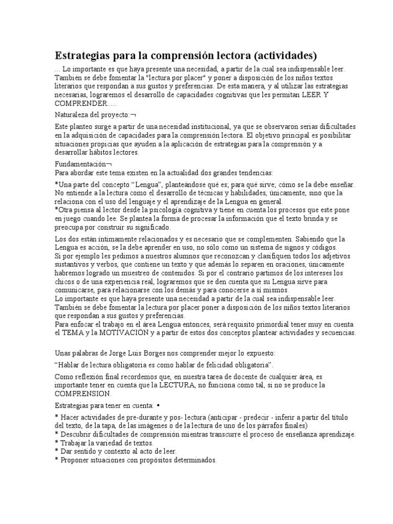 Estrategias para La Comprensión Lectora | PDF