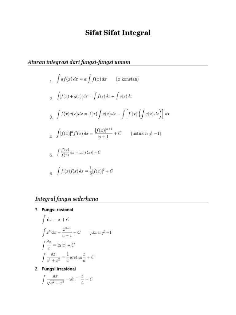 Tabel Integral | PDF