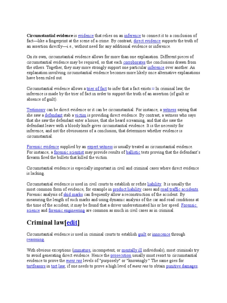 Circumstantial Evidence - Law | PDF | Circumstantial Evidence | Legal ...