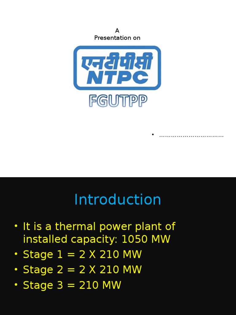 NTPC Industrial Training Presentation | PDF | Electrical Substation ...