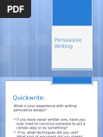 Year 9 Persuasive Writing Guide | PDF | Argument | Persuasion