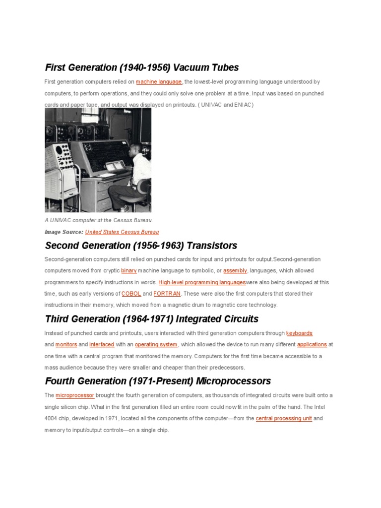 First Generation (1940-1956) Vacuum Tubes: Machine Language | PDF