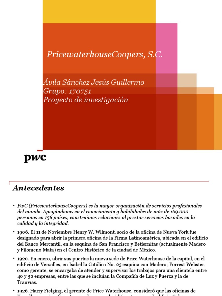 PWC Proyecto | PDF | Pricewaterhouse Coopers | Business
