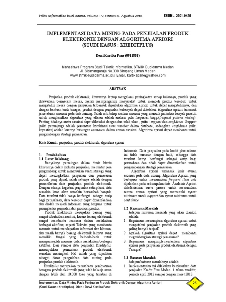 Contoh Algoritma Apriori Studi Kasus Laptop | PDF