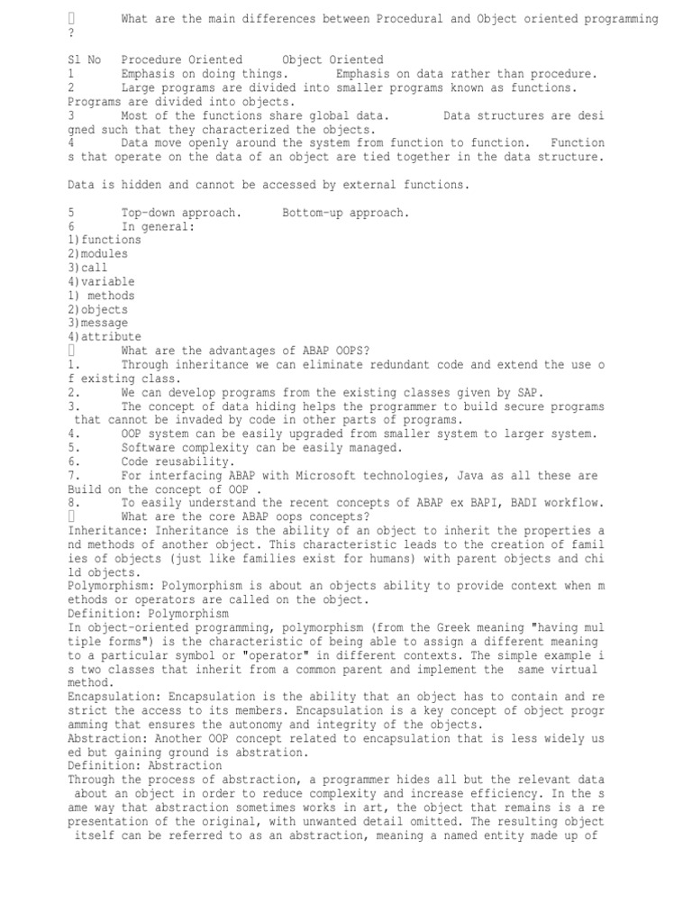 Ooabap 1 Pdf Class Computer Programming Method Computer Programming