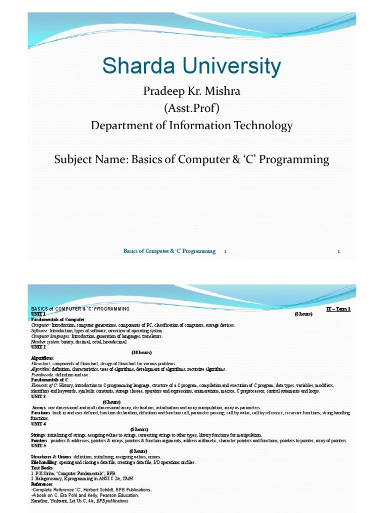 Microsoft PowerPoint - Lect1 (Compatibility Mode) | PDF | C (Programming Language) | Pointer ...