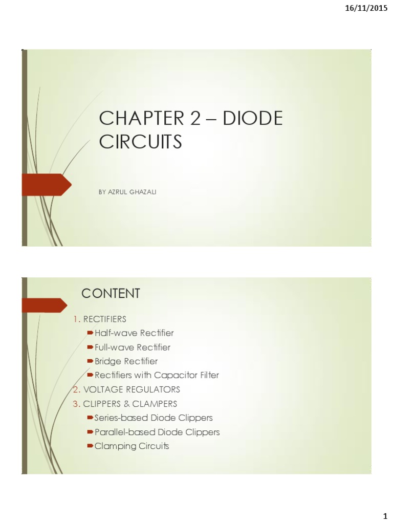Diode Circuits: Rectifiers & Regulators | PDF | Electrical Components | Electrical Engineering
