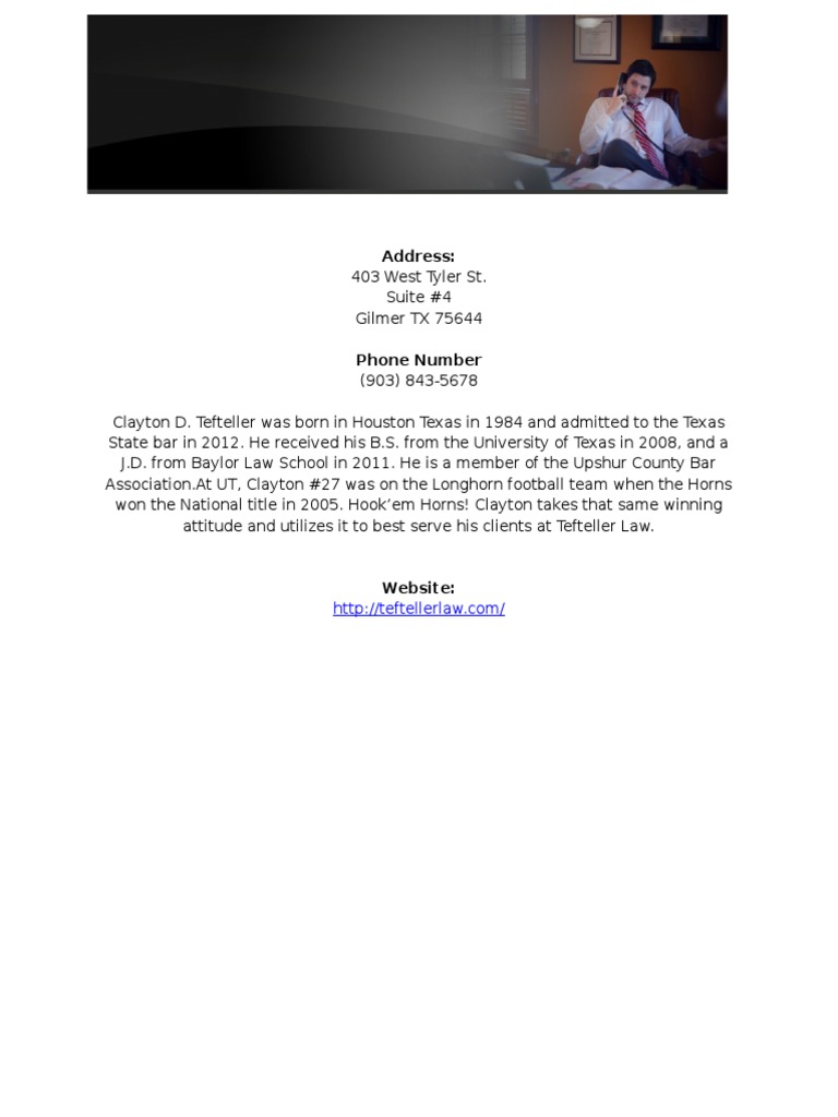 Clayton Tefteller - Gilmer TX Attorney | PDF
