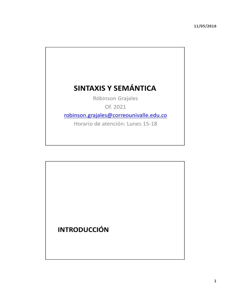 Sintaxis y Semántica PDF | PDF | Oración (Lingüística) | Palabra