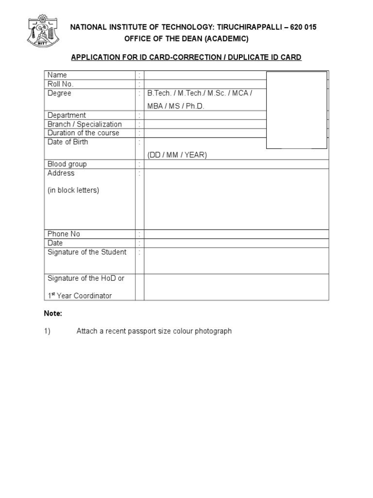 ID Card Correction and Duplicate Application | PDF | Career & Growth ...