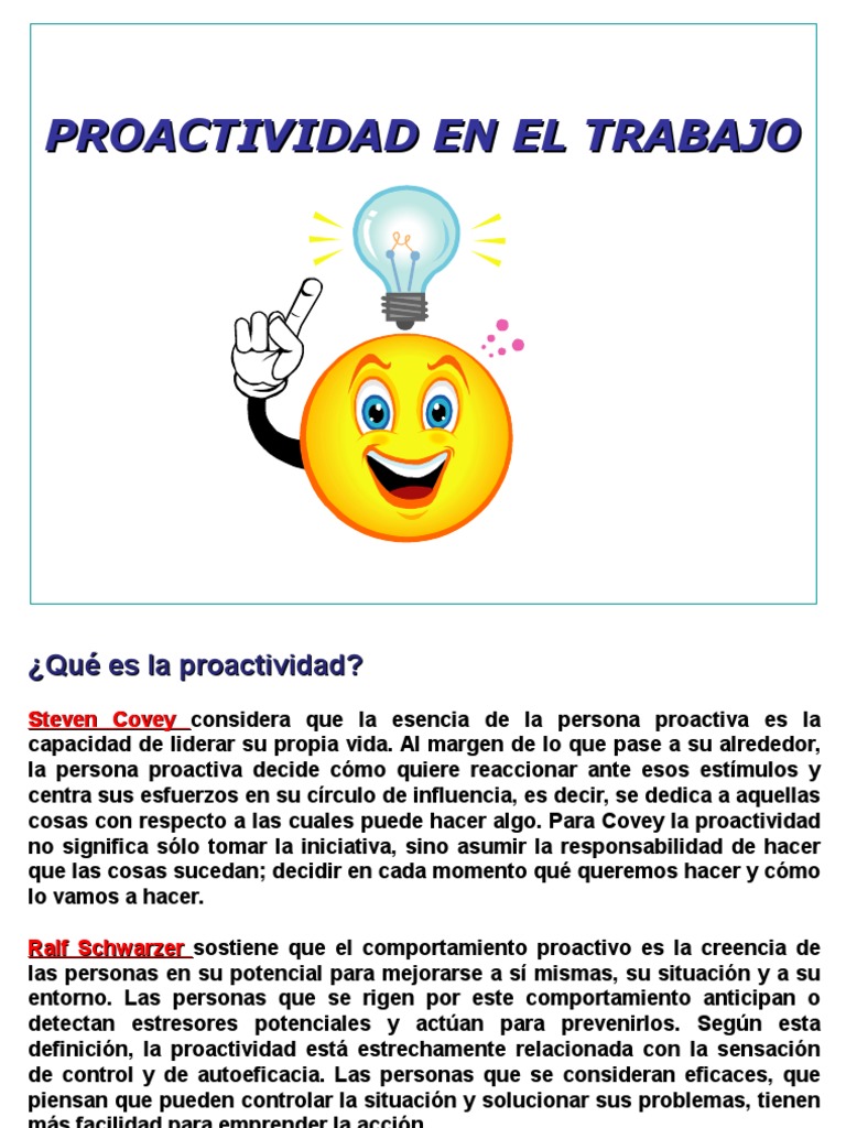 PROACTIVIDAD | PDF | Toma de decisiones | Autoestima
