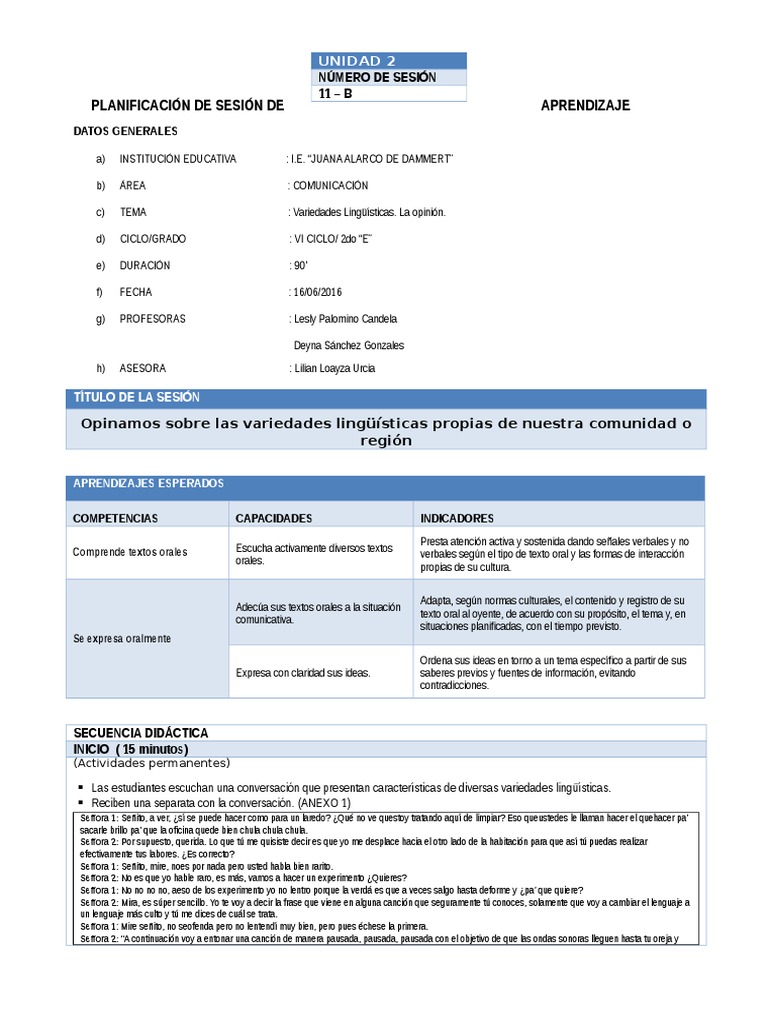 Sesión 11 - Variedades Linguisticas | PDF | Dialecto | Palabra