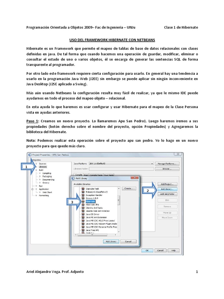 Uso Del Framework Hibernate Con Netbeans | PDF | Java (lenguaje de programación) | Marco de software