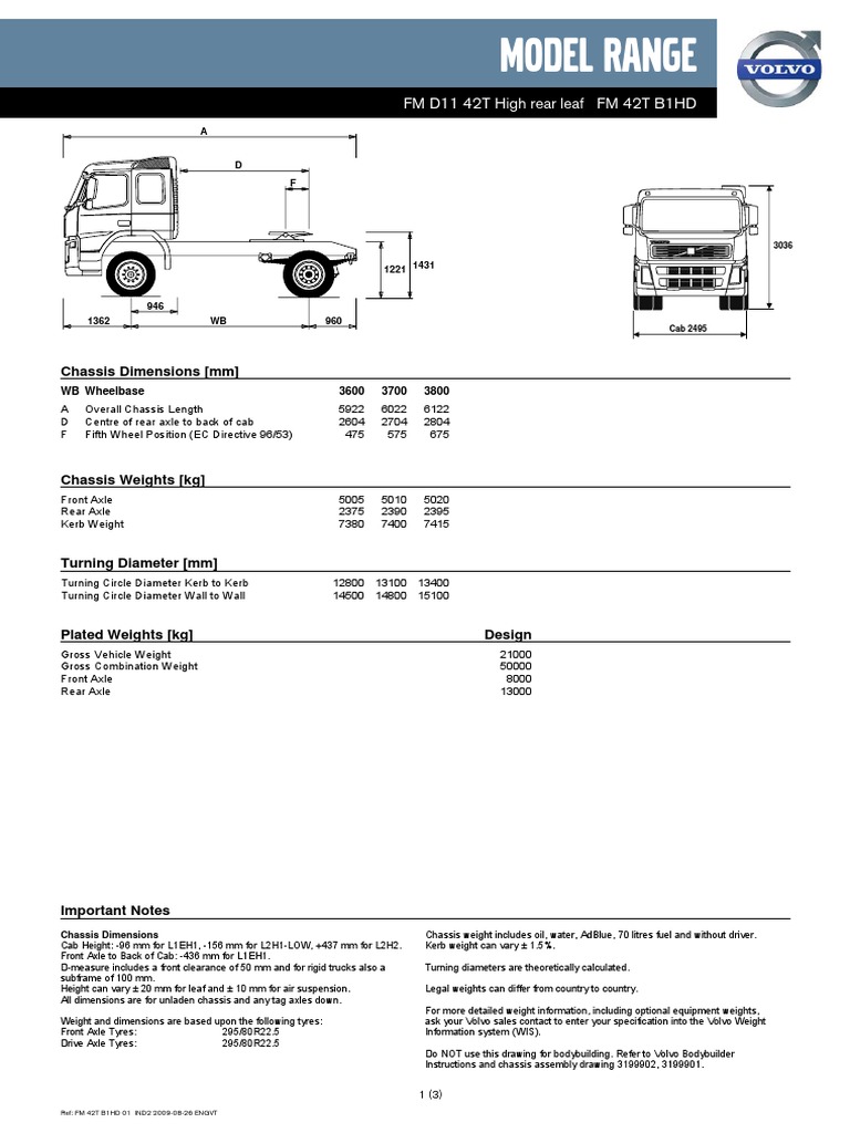Typical Specification of Volvo Truck PDF | PDF | Manual Transmission | Axle