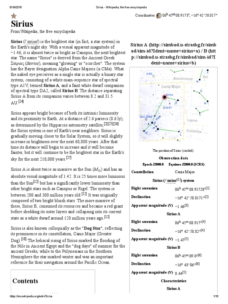 Sirius Pdf Stars Astronomy